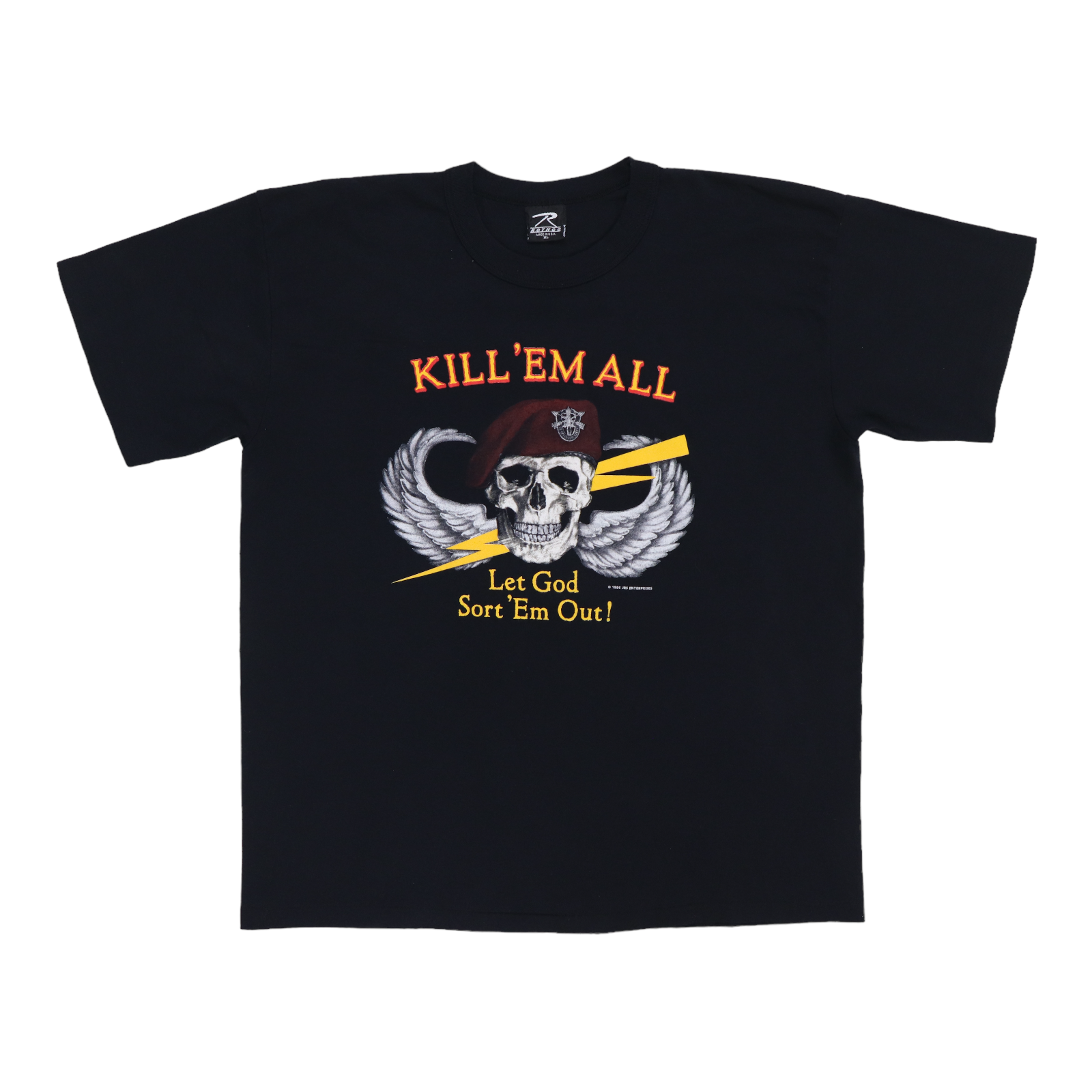 1986 Kill Em All Let God Sort Em Out Shirt – WyCo Vintage