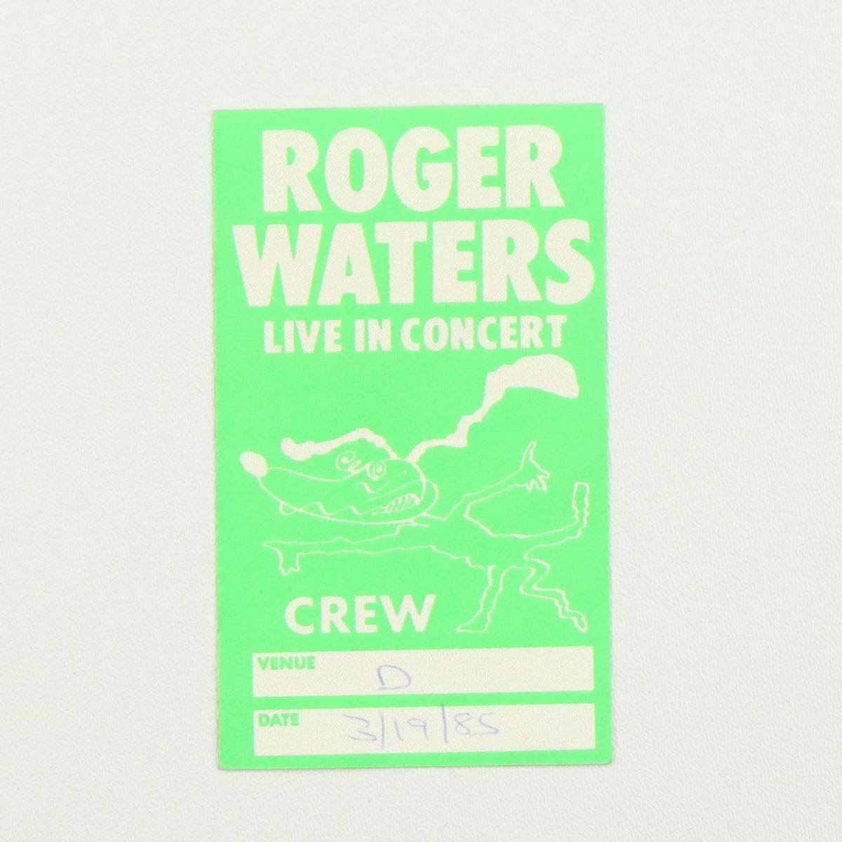 Original vintage 1985 Roger Waters Live In Concert Crew Backstage Pass ...